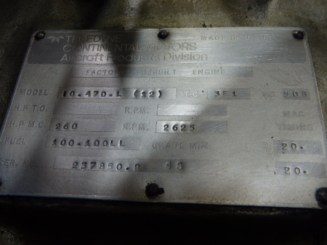 Continental IO-470-L . Engine w/Accessories TSMO=1696.4