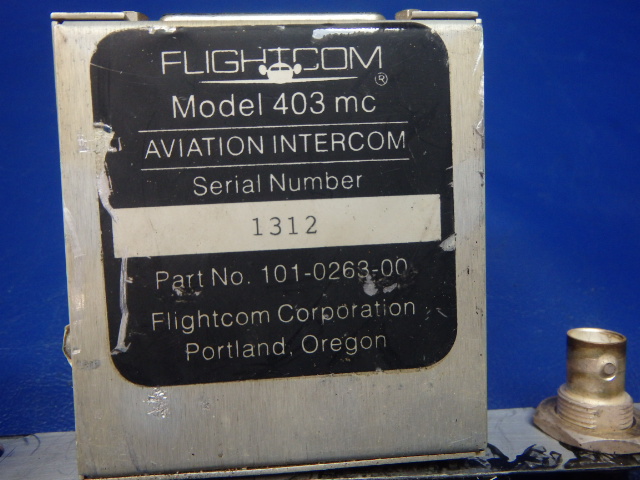 Flightcom 101-0263-00 403MC PANEL MOUNT INTERCOM