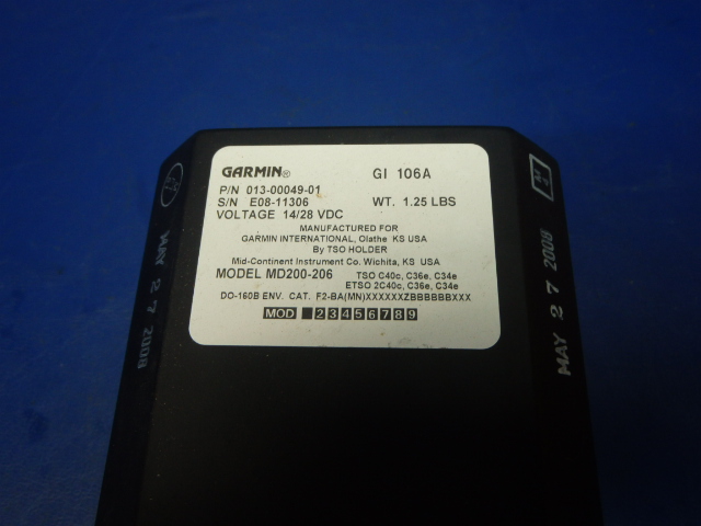 Garmin 013-00049-01 MD200-206 GARMIN GI-106A GLIDESLOPE INDICATOR 14/28 VDC