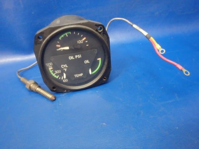 Cessna C662019-0101 3N1 Engine Gauge Oil Pressure Cyl & Oil Temp
