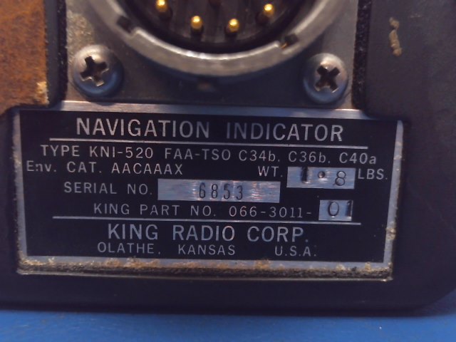 King 066-3011-01 KNI-520 NAVIGATION INDICATOR 14/28v