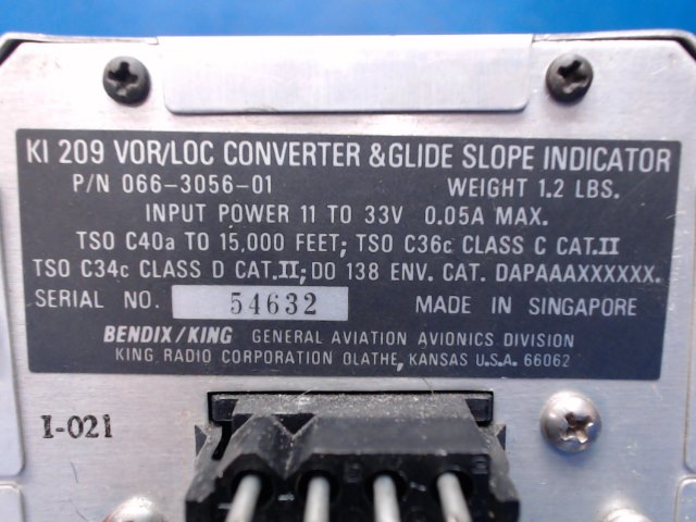King 066-3056-01 KI 209 VOR/LOC CONVERTER & GLIDE SLOPE INDICATOR 11 to ...