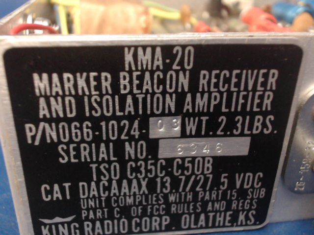 King 066-1024-03 KMA-20 MARKER BEACON RECEIVER ISOLATION AMPLIFIER