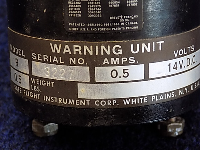 Safe Flight 164-R Stall Warning Indicator W/ Light 14V W/Light