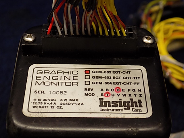 Insight GEM-602 Graphic Engine Monitor EGT-CHT w/ Probes & Wiring