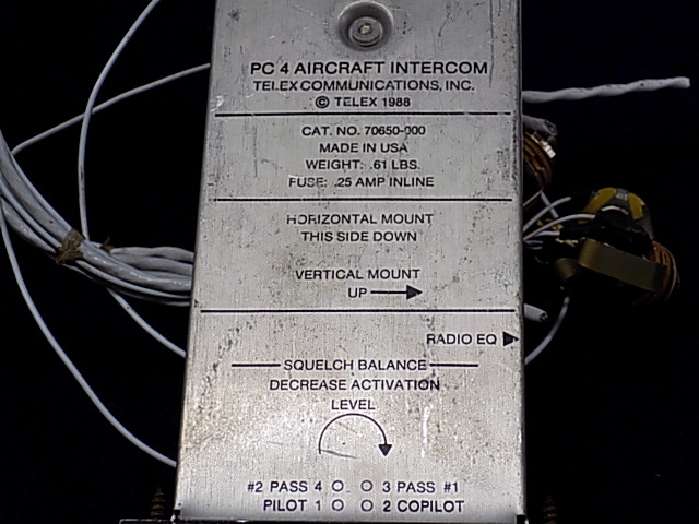 Telex 70650-000 PC 4 AIRCRAFT INTERCOM PANEL W/ 6 JACKS