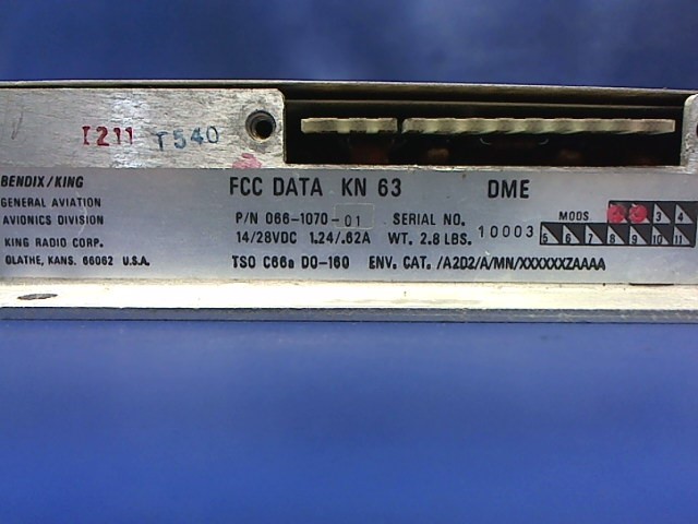 Bendix 066-1070-01 BendixKing DATA KN-63 DME