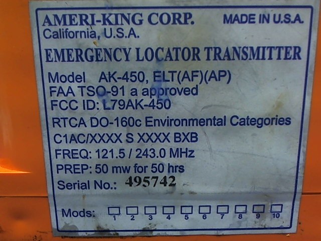 AMERI-KING AK-450 Emergency Locator transmitter ELT (CORE)