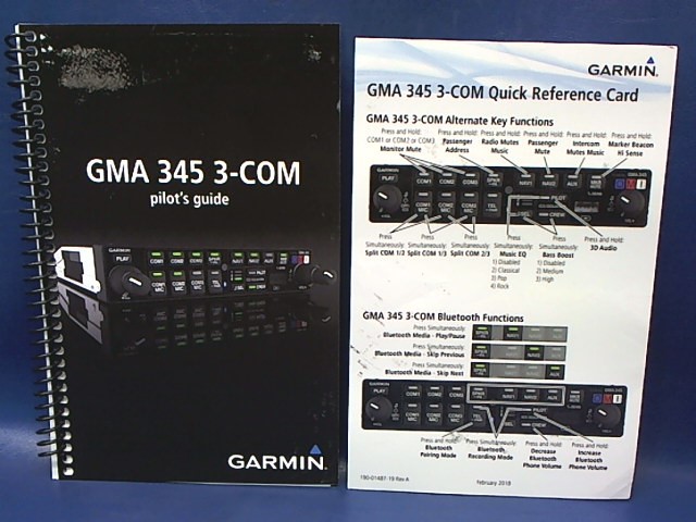 Garmin 190-01499-00 REV E. GMA 345 3-COM Pilots Guide/ Quick Reference Card