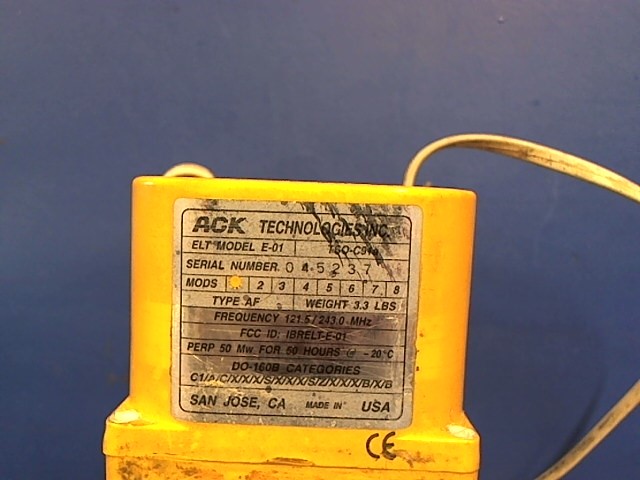 ACK E 01 ELT Model E-01 (Cracked at battery mounting bolt - See photos)