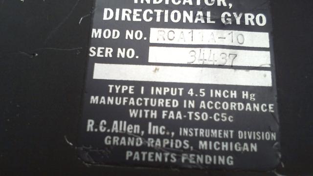 RC Allen RCA11A-10 DG Directional Gyro Indicator