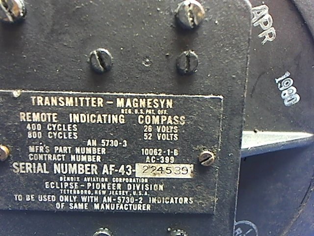 Bendix 17-112 TRANSMITTER-MAGNESYN REMOTE INDICATING COMPASS