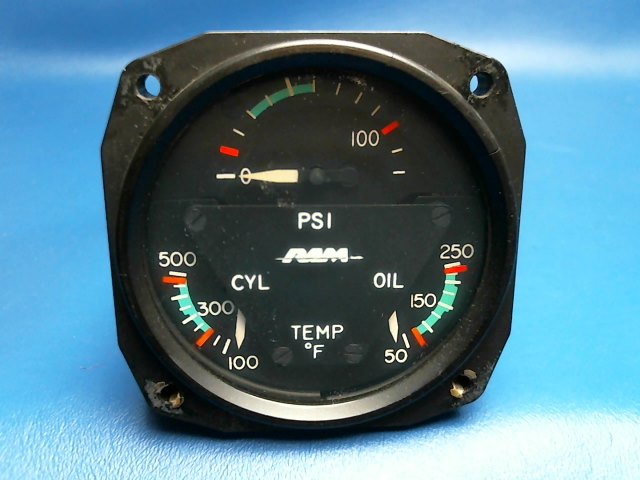 Cessna C662019-0101 TRI GAGE - OIL PSI- CYL TEMP- OIL TEMP