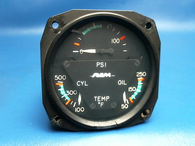 Cessna C662019-0101 TRI GAGE - OIL PSI- CYL TEMP- OIL TEMP (see details)