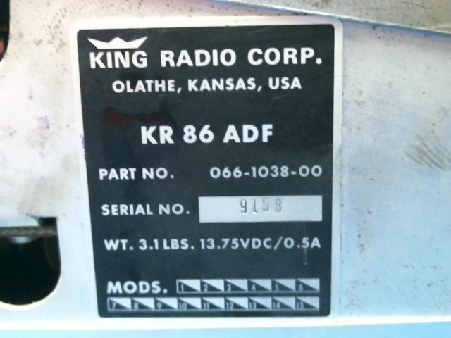 Bendix King 066-1038-00 KR-86 ADF w/Antenna KA42 & Tray