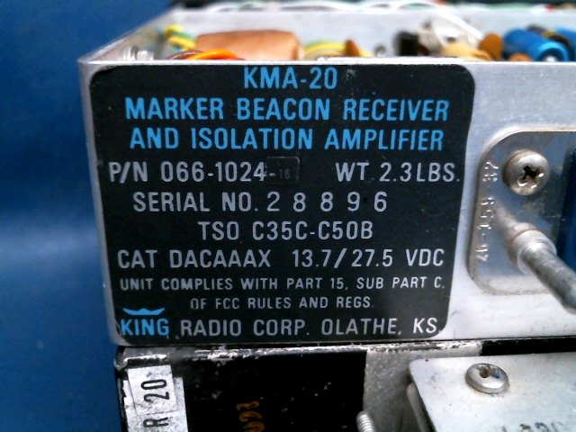 King 066-1024-16 KMA-20 MARKER BEACON RECEIVER ISOLATION AMPLIFIER