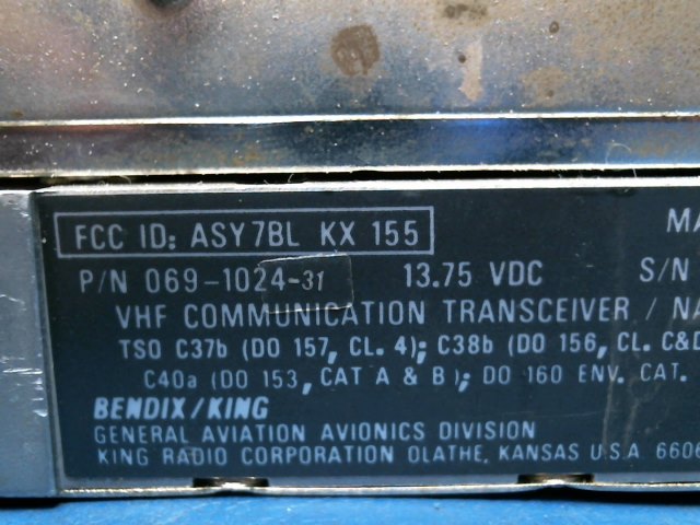 Bendix King 069-1024-31 KX-155 NAV/760 COMM w/Glideslope 14V
