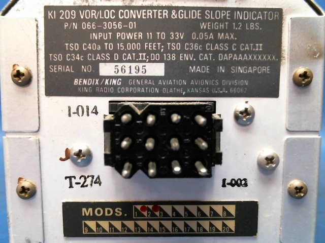 King 066-3056-01 KI 209 VOR/LOC CONVERTER & GLIDE SLOPE INDICATOR 11 to ...