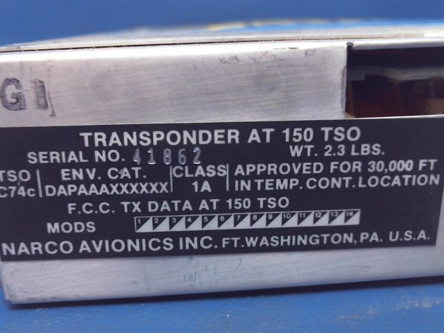 Narco AT150 TRANSPONDER TSO