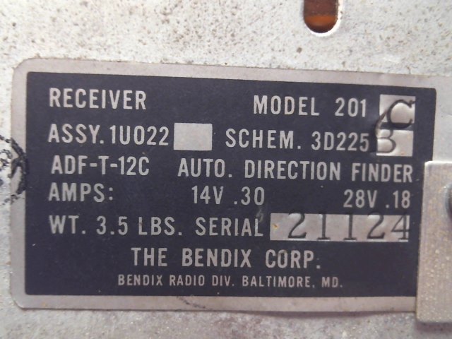 Bendix AS IS ADF RECEIVER MODEL 201C Unknown Condition