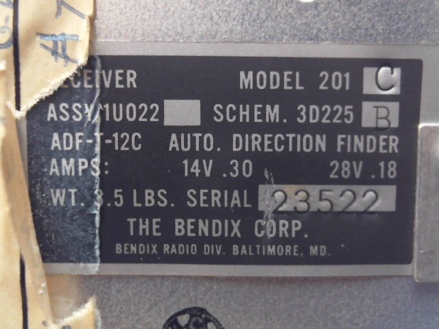 Bendix AS IS ADF RECEIVER MODEL 201C Unknown Condition